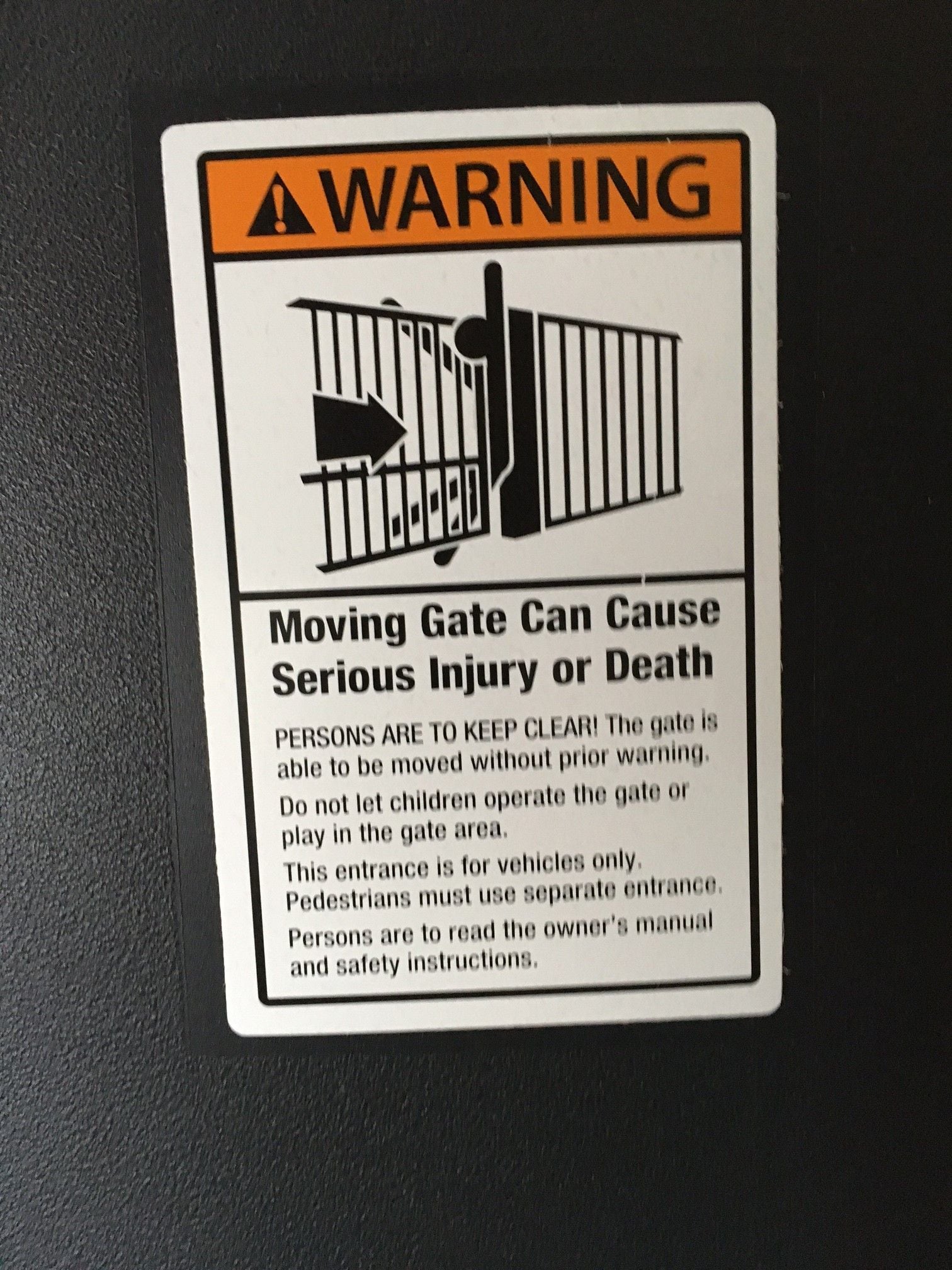 Viking DUWL Warning Sticker